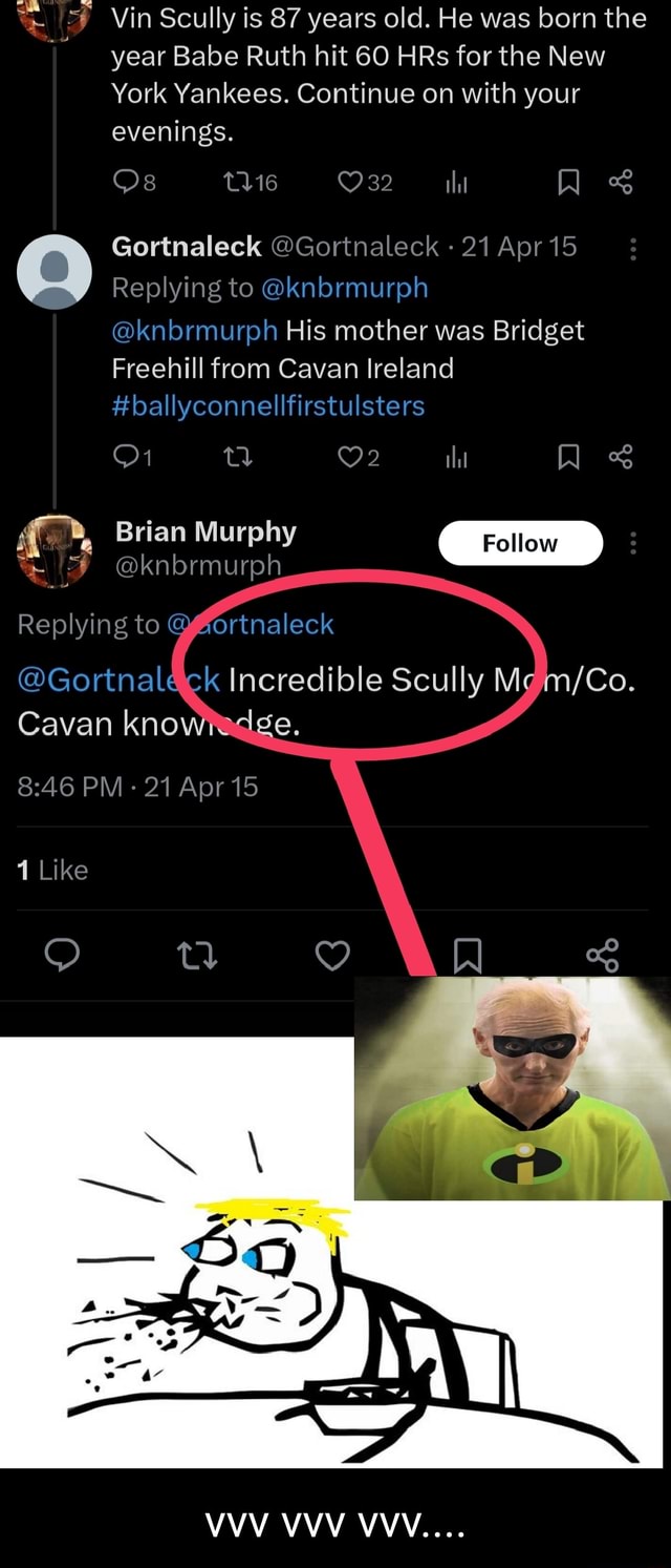 Vin Scully is 87 years old. He was born the year Babe Ruth hit 60 HRs ...