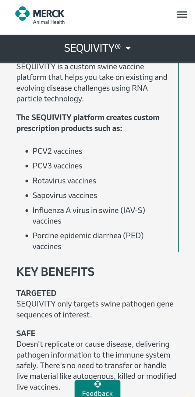 MERCK Animal Health SEQUIVITY is a custom swine vaccine platform that ...