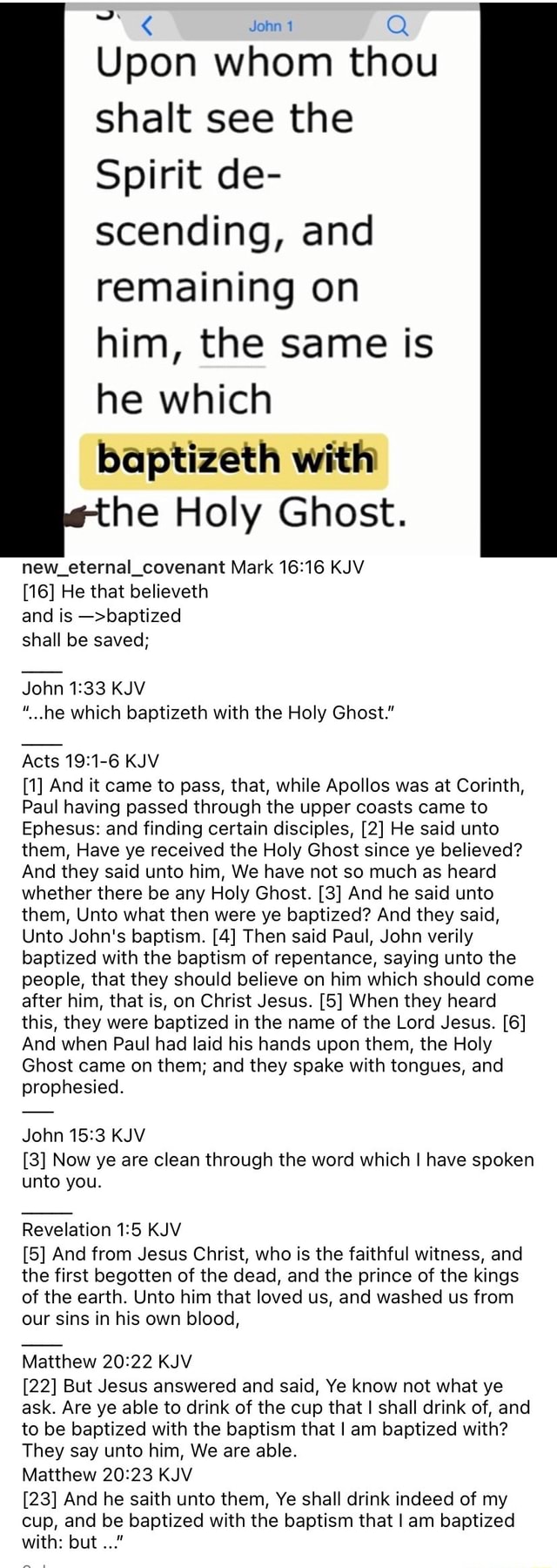John 1 Q Upon whom thou shalt see the Spirit de- scending, and ...