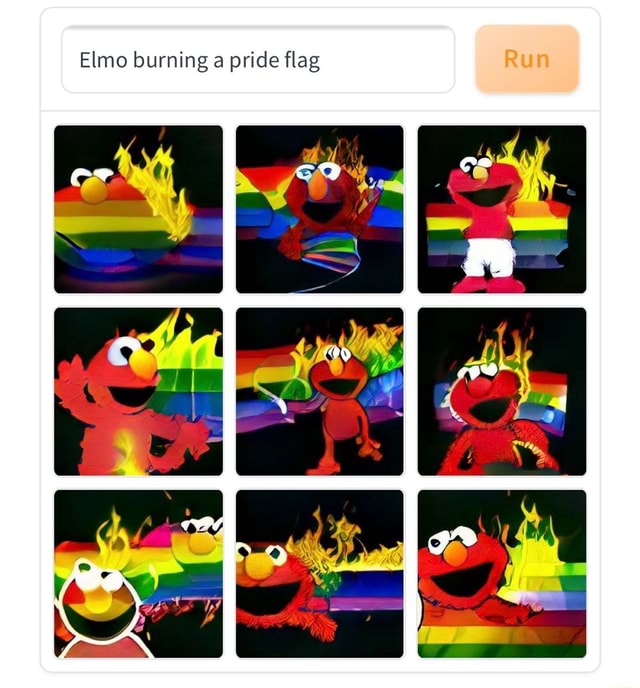 Elmo burning a pride flag SS iN - iFunny