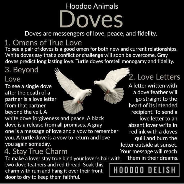 Hoodoo Animals Doves Doves are messengers of love, peace, and fidelity ...