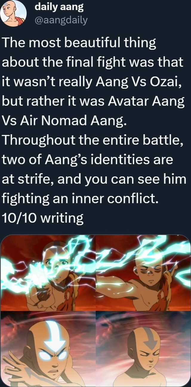 Daily aang The most beautiful thing about the final fight was that it ...