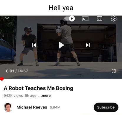 Hell yea A Robot Teaches Me Boxing Michael Reeves 6.94M - iFunny
