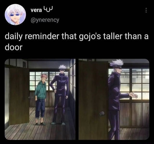 Daily reminder that gojo's taller than a door - iFunny