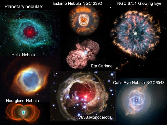 Planetary nebulae: Helix Nebula Hourglass Nebula Eskimo Nebula NGC 2392 NGC 6751 Glowing Eye Eta ...