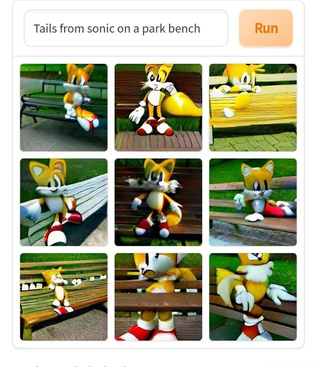 Tails from sonic on a park bench Run - iFunny