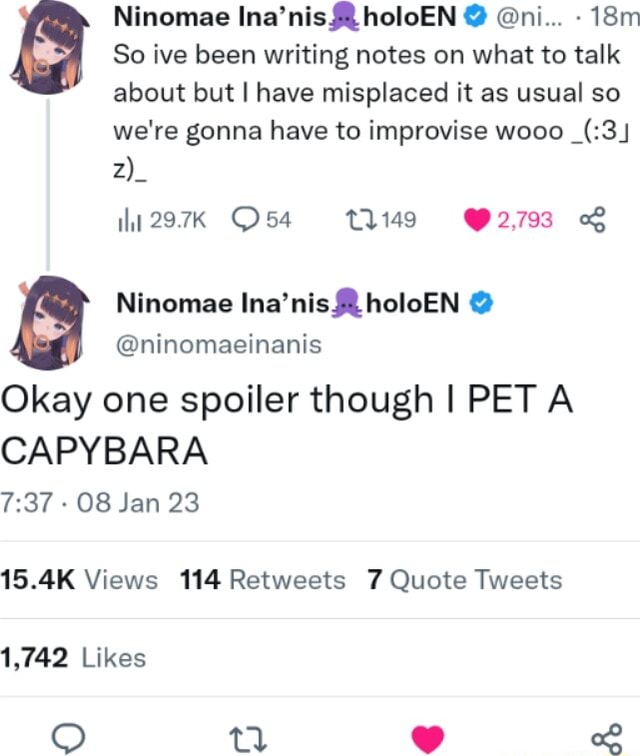 Ninomae Ina'nis holoEN @ @ni... So ive been writing notes on what to ...