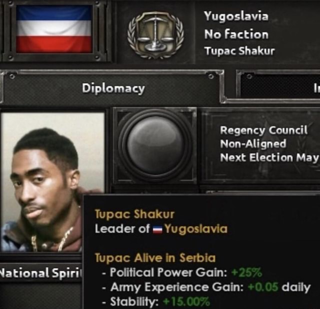 Yugoslavia No Faction Tupac Shakur I Diplomacy I Regency Council Non ...