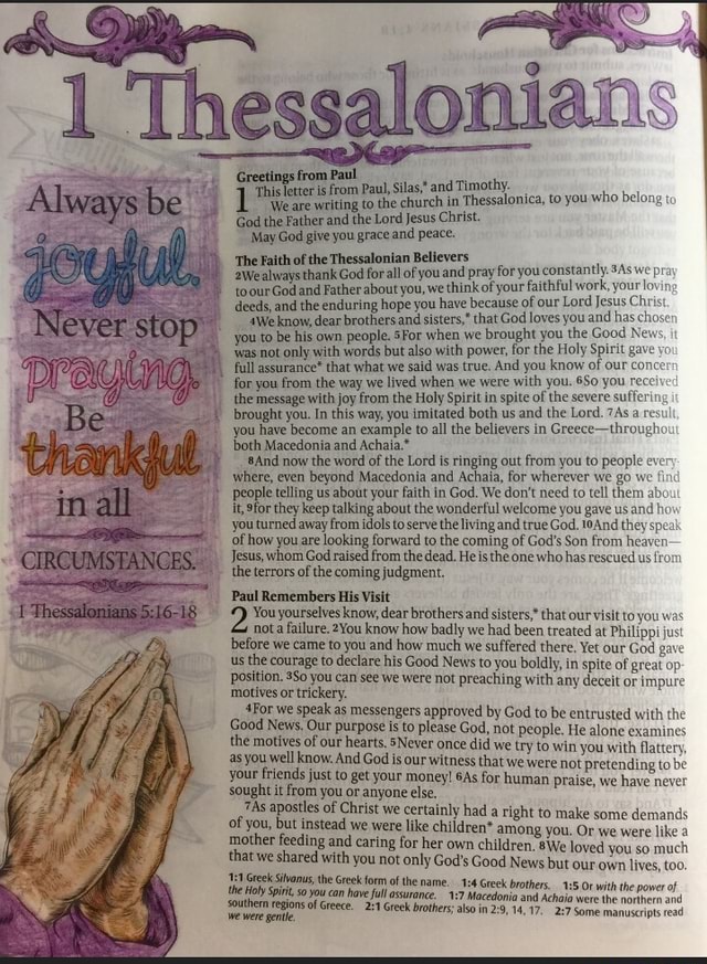 1 Thessaloniari: Always be Never stop Paul Silas and Timothy. church in ...