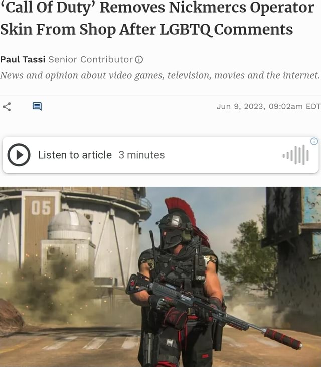 Call Of Duty' Removes Nickmercs Operator Skin From Shop After LGBTQ ...