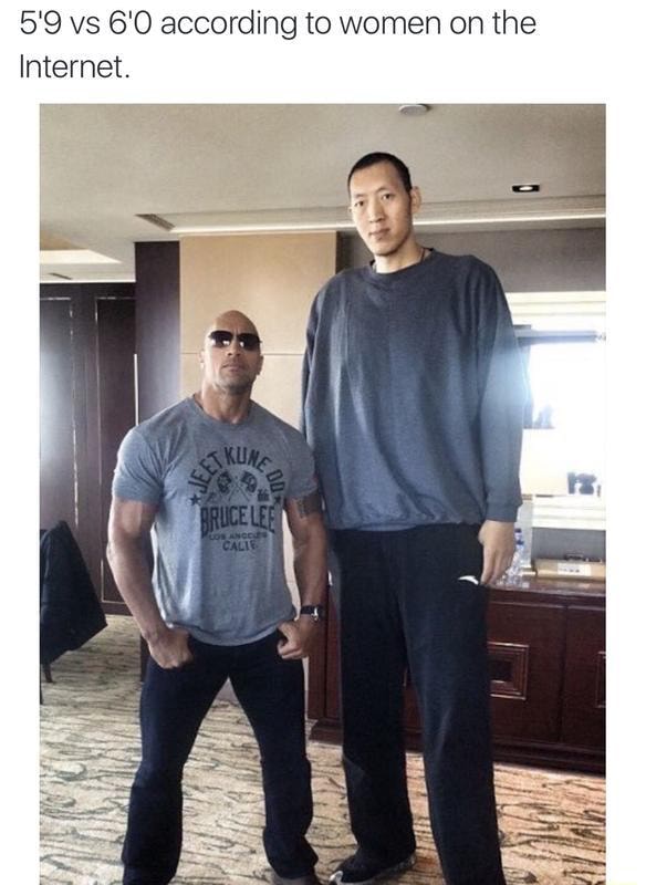 5'9 vs 6'0 according to women on the Internet. - iFunny