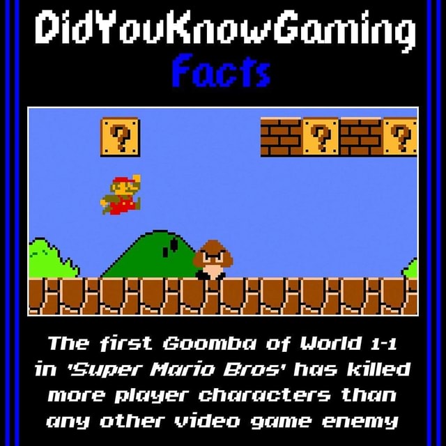 DidYouKnowGGaming Facts The first Goomba of World 1-1 In 'Super Mario ...