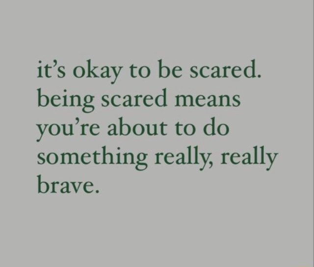 It's okay to be scared. being scared means you're about to do something ...