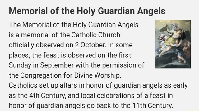 Memorial of the Holy Guardian Angels The Memorial of the Holy Guardian ...