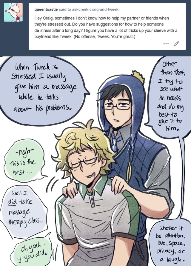 Queentoastie said to askcreek-craxg-and»iweex Hey Craig, sometimes ...