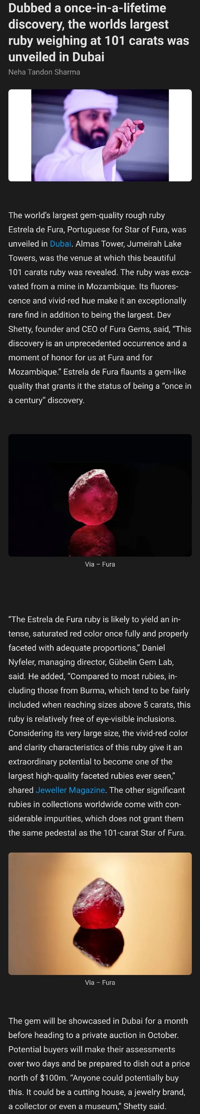 Dubbed a once-in-a-lifetime discovery, the worlds largest ruby weighing ...