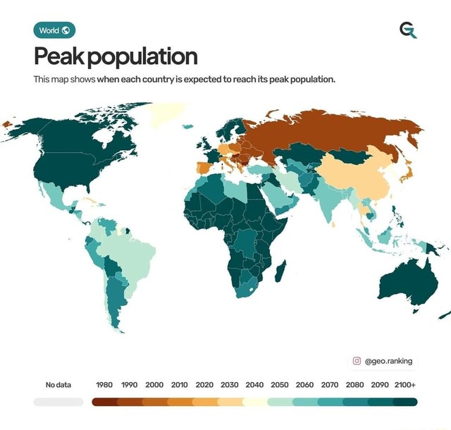 Peak population This map shows when each country is expected to reach ...