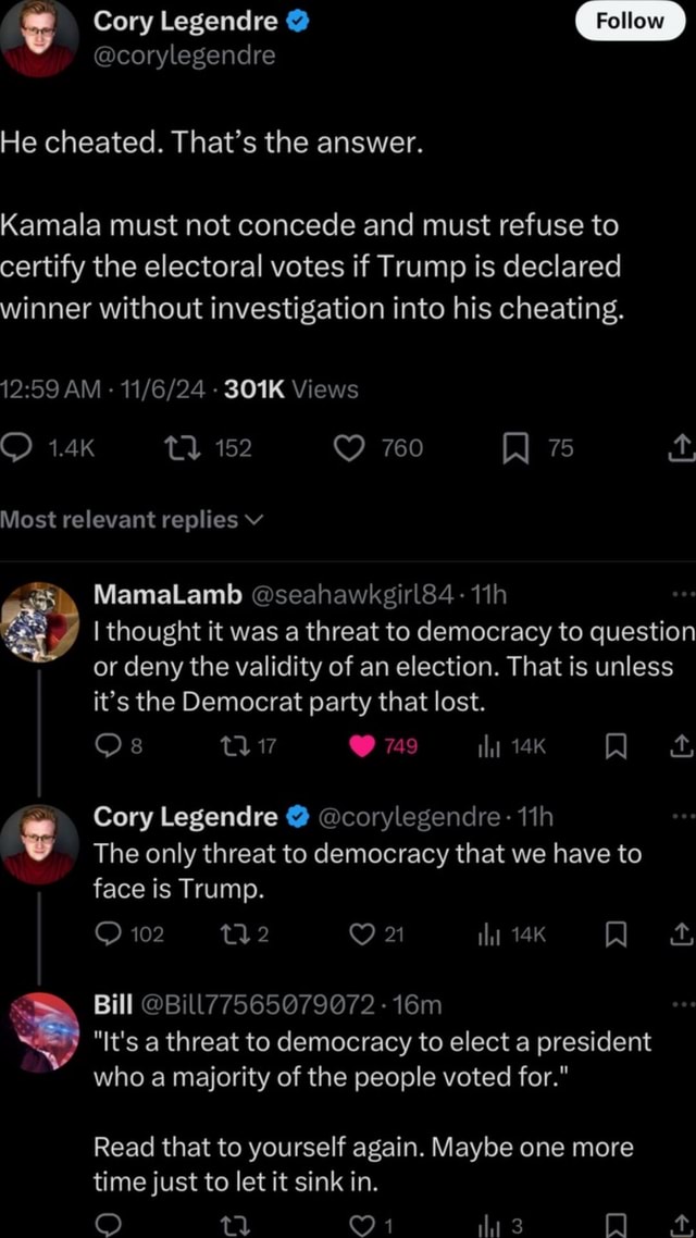 Cory Legendre @ @corylegendre Wi fi He cheated. That's the answer ...