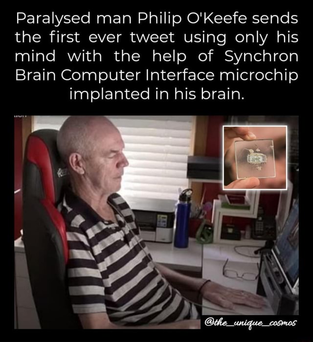 Paralysed man Philip O'Keefe sends the first ever tweet using only his ...