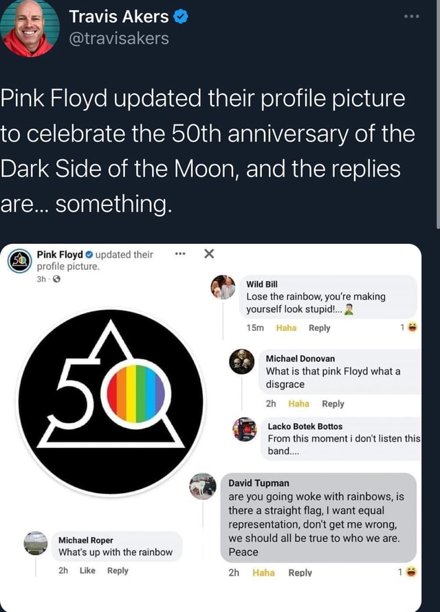Travis Akers Pink Floyd updated their profile picture to celebrate the ...