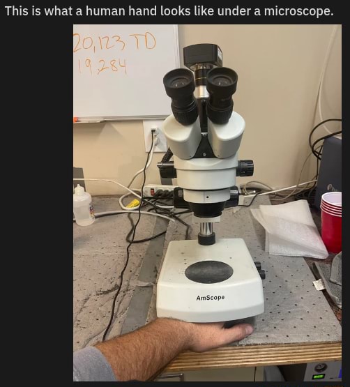 This is what a human hand looks like under a microscope. - iFunny