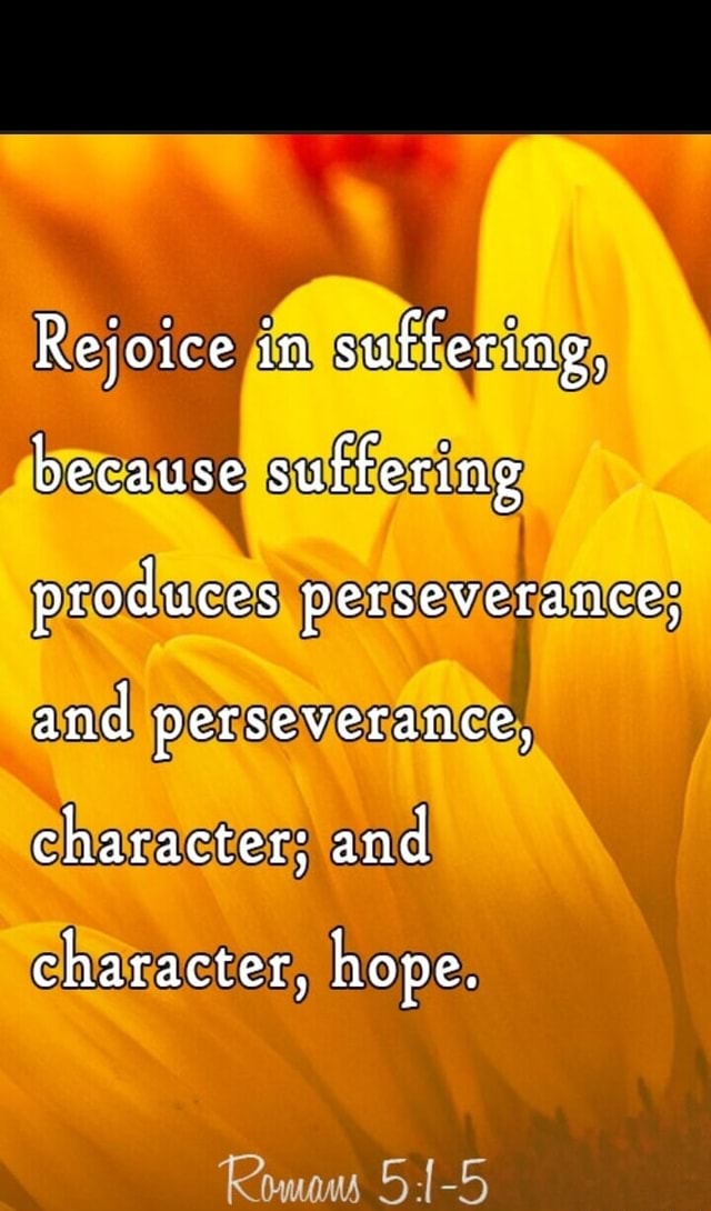 Rejoice in suffering, because suffering produces perseverance; and ...