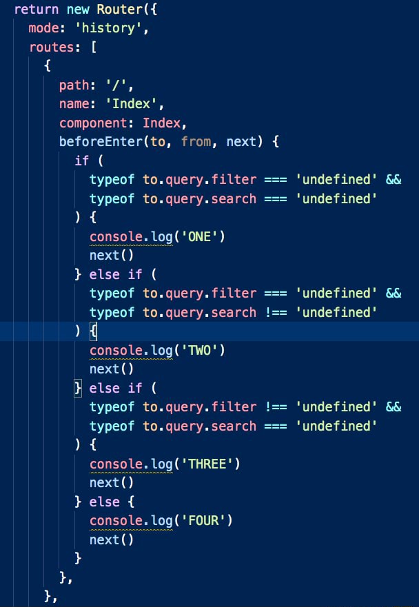 Return new Router({ mode: 'history', routes: path: name: 'Index ...