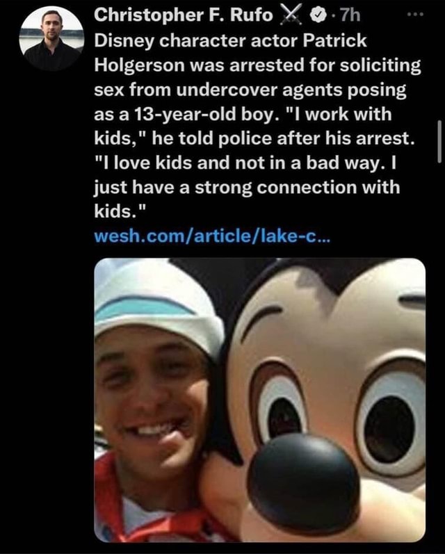 Christopher F. Rufo Disney character actor Patrick Holgerson was ...