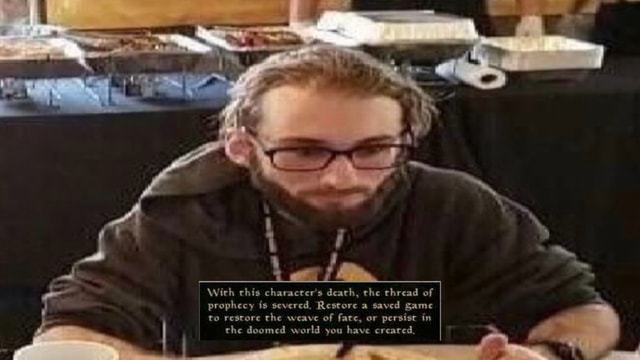 With chis character's death, the thread of prophecy is severed. Restore ...