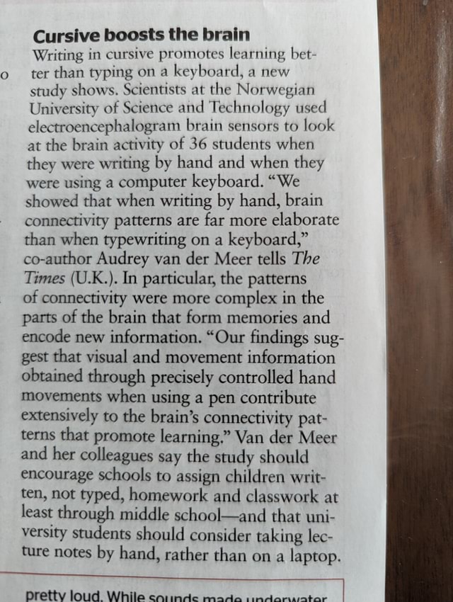Cursive boosts the brain Writing in cursive promotes learning bet ter ...