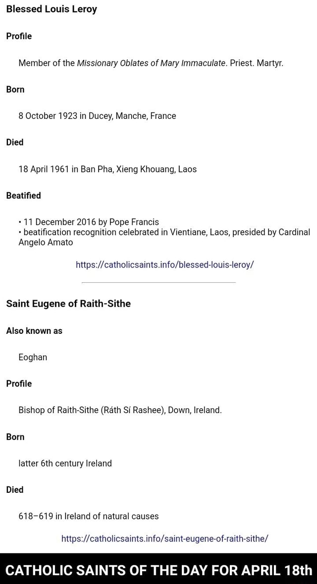 Blessed Louis Leroy Profile Member of the Missionary Oblates of Mary ...