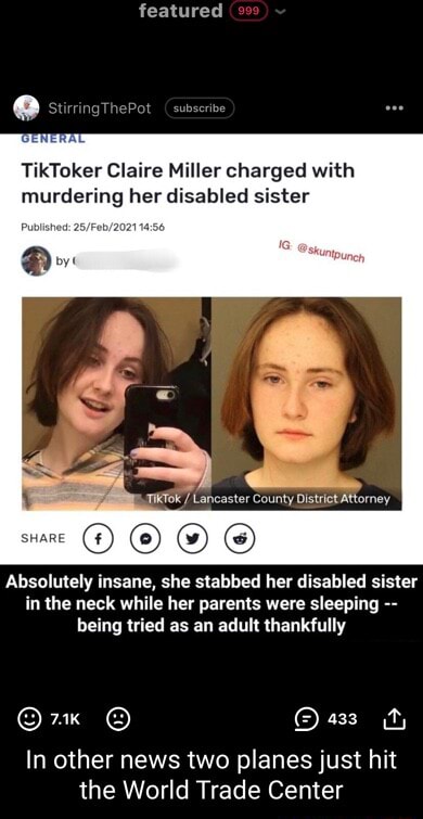Featured TikToker Claire Miller charged with murdering her disabled ...