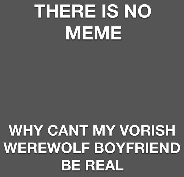 THERE IS NO MEME WHY CANT MY VORISH WEREWOLF BOYFRIEND BE REAL - iFunny