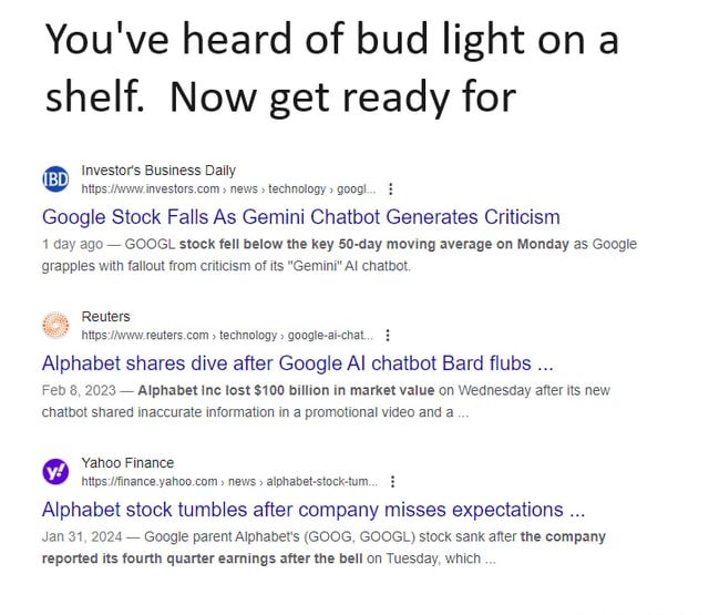 You've heard of bud light on a shelf. Now get ready for Investor's ...