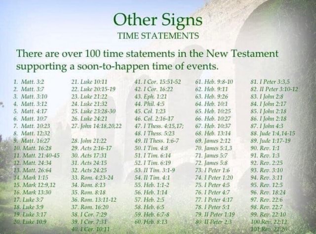 Other Signs TIME STATEMENTS There are over 100 time statements in the ...