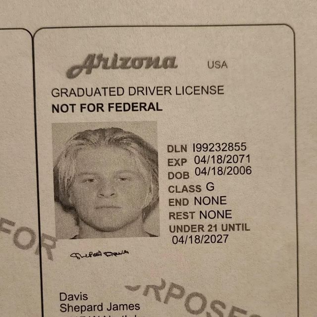 USA GRADUATED DRIVER LICENSE NOT FOR FEDERAL DLN 199232855 exp pop ...