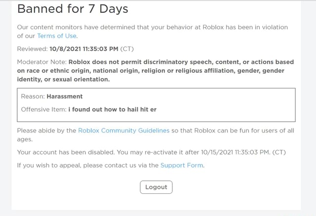 Banned for 7 Days Our content monitors have determined that your ...