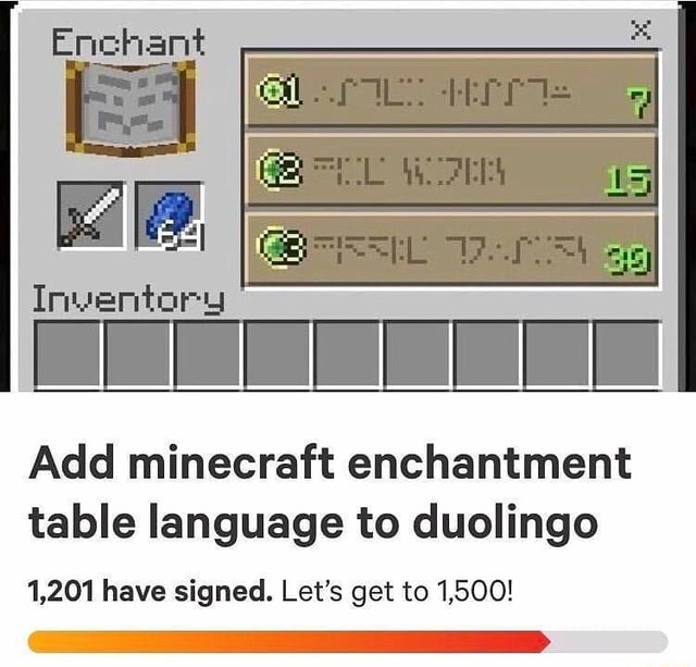 Enchant Inventory Add minecraft enchantment table language to duolingo ...