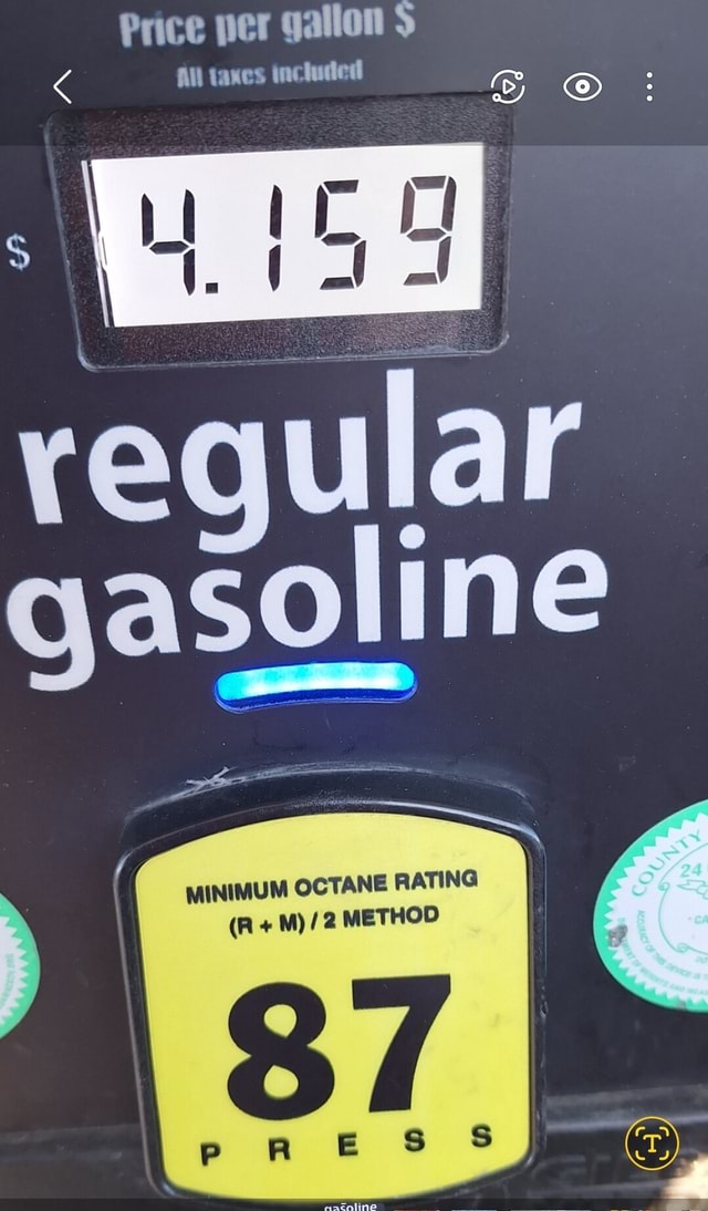 Price per gallon All taxes included regular gasoline ne MINIMUM OCTANE ...