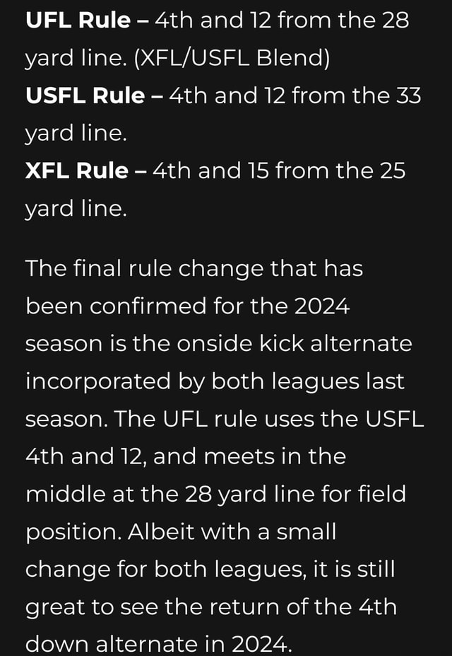UFL Rule and 12 from the 28 yard line. Blend) USFL Rule and 12 from the ...