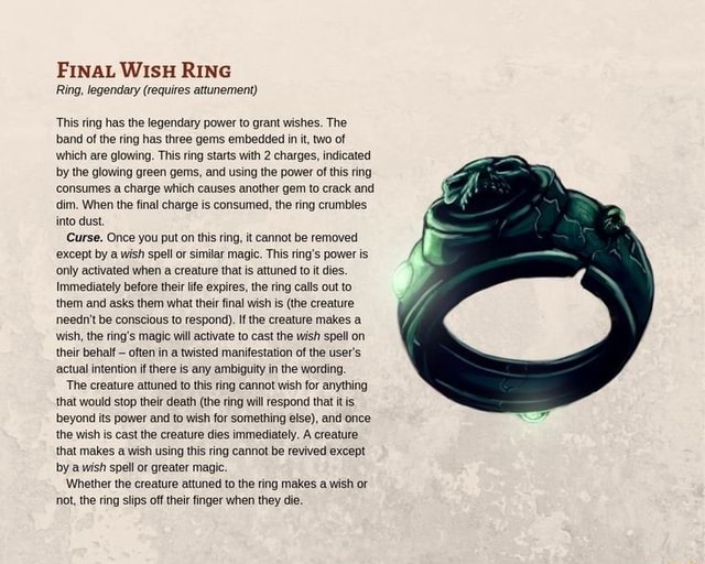 FINAL WISH RING Ring, legendary (requires attunement) This ring has the ...
