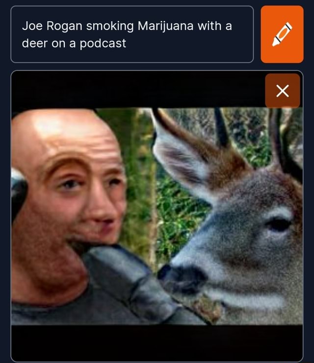 Joe Rogan smoking Marijuana with a deer on a podcast - iFunny