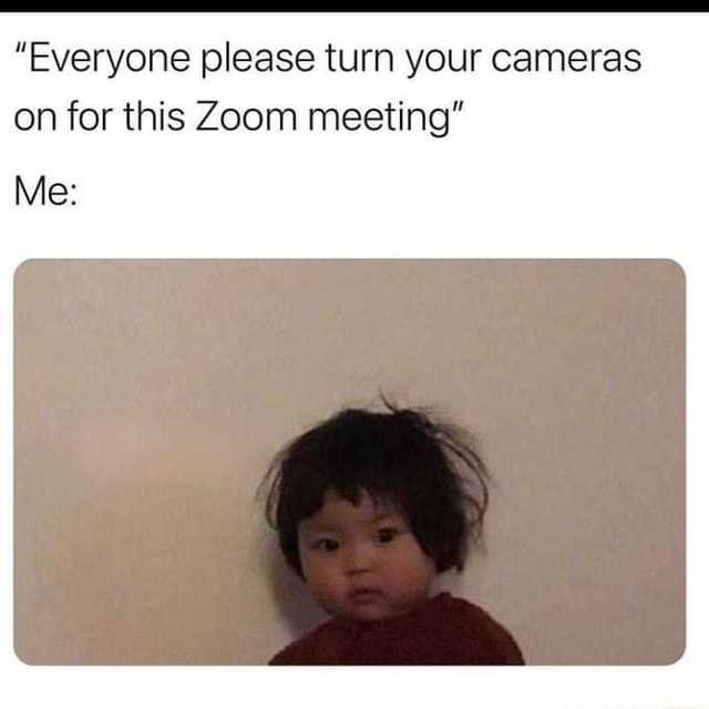 "Everyone please turn your cameras on for this Zoom meeting" Me: - iFunny