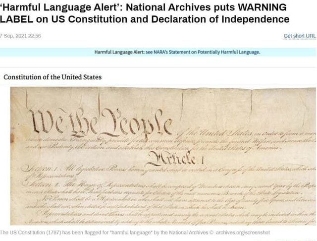 'Harmful Language Alert': National Archives puts WARNING LABEL on US ...