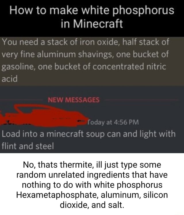 How to make white phosphorus in Minecraft You need a stack of iron ...