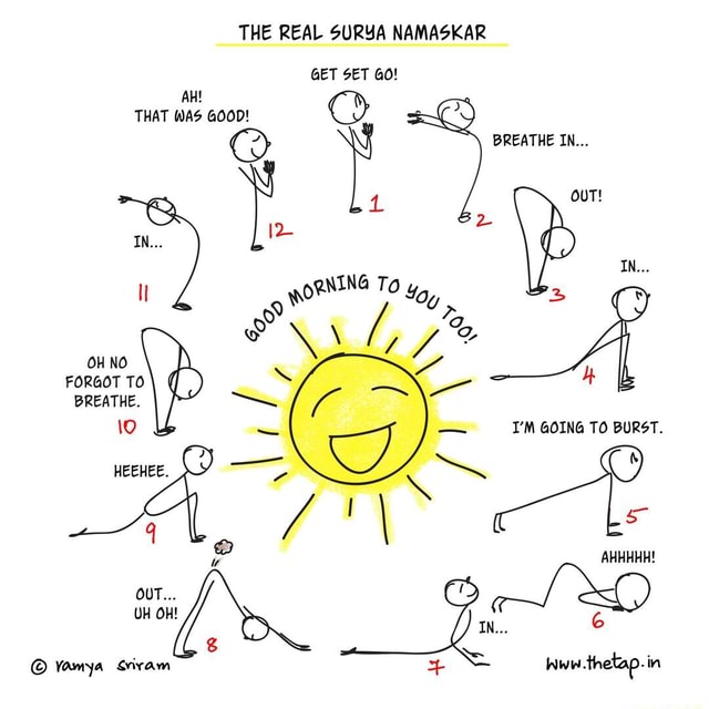THE REAL SURYA NAMASKAR GET SET GO! THAT WAS GOOD! BREATHE IN... IN ...