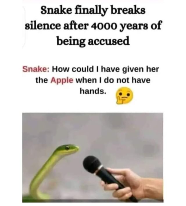 Snake finally breaks silence after 4000 years of I being accused Snake ...