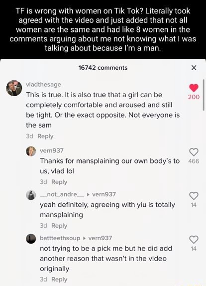 Te Is Wrong With Women On Tik Tok Literally Took Agreed With The Video And Just Added That Not