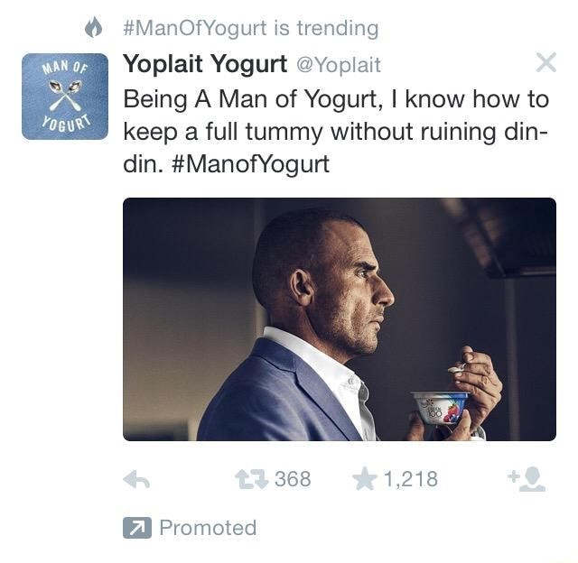 #ManOfYogurt is trending Yoplait Yogurt @Yoplait Being A Man of Yogurt ...