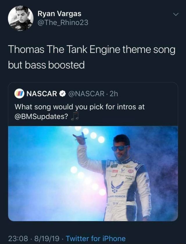 Thomas The Tank Engine theme song but bass boosted « NASCAR o @NASCAR ...